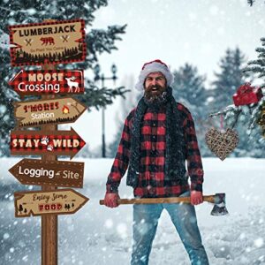 20 Pieces Lumberjack Party Directional Welcome Signs Door Cutouts Camping Winter Birthday Party Favor Ideas Decoration Supplies