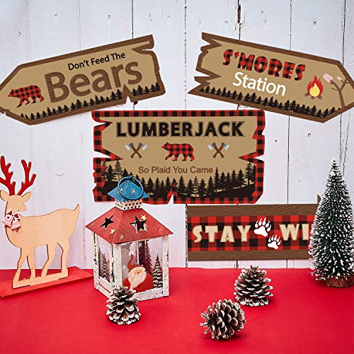 20 Pieces Lumberjack Party Directional Welcome Signs Door Cutouts Camping Winter Birthday Party Favor Ideas Decoration Supplies