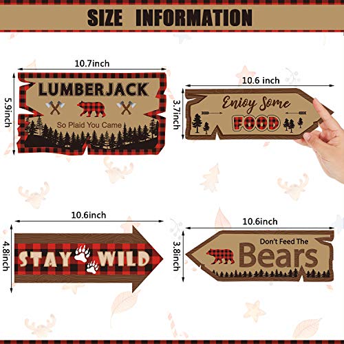 20 Pieces Lumberjack Party Directional Welcome Signs Door Cutouts Camping Winter Birthday Party Favor Ideas Decoration Supplies