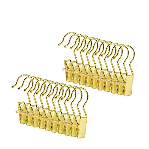 Amber Home 24 Pack Gold Boot Clips for Closet, Boot Hangers with Hooks, Boot Holder, Laundry Hooks, Clothes Pins, Portable Home Travel Hangers for Hat, Towels, Bras, Socks(Gold, 24 PCS)