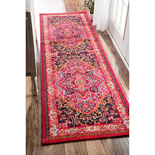 nuLOOM Mackenzie Vintage Runner Rug, 2' 6" x 6', Violet Pink