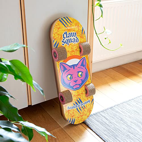 Suck UK Cat Scratch Pad Skateboard Cat Scratchers for Indoor Cats Cat Toy Scratching Board for Cats & Kittens Funny Cat Gifts & Gifts for Cats Interactive Cat Toy & Cardboard Cat Scratcher