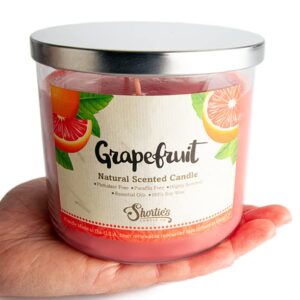 Grapefruit Highly Scented Natural 3 Wick Candle, Essential Fragrance Oils, 100% Soy, Phthalate & Paraben Free, Clean Burning, 14.5 Oz.