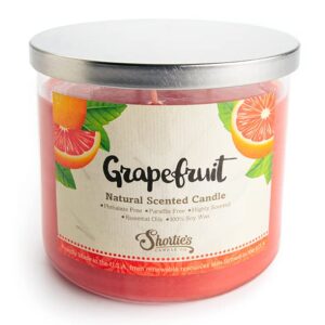 Grapefruit Highly Scented Natural 3 Wick Candle, Essential Fragrance Oils, 100% Soy, Phthalate & Paraben Free, Clean Burning, 14.5 Oz.