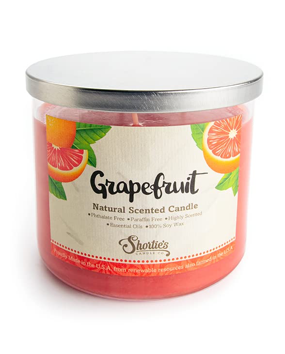 Grapefruit Highly Scented Natural 3 Wick Candle, Essential Fragrance Oils, 100% Soy, Phthalate & Paraben Free, Clean Burning, 14.5 Oz.