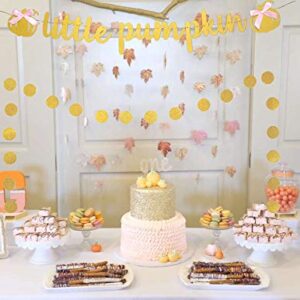 Gold Glittery Little Pumpkin Banner for Pumpkin Baby Shower Party Decorations, Thanksgiving Fall Theme Baby Shower Kid’s Birthday Party Decorations