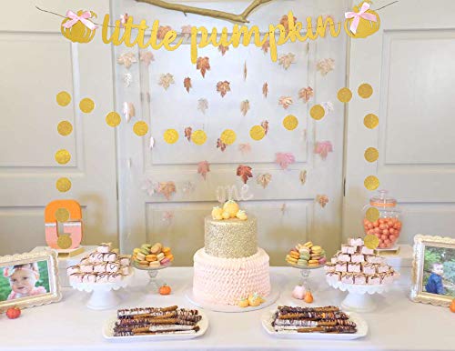 Gold Glittery Little Pumpkin Banner for Pumpkin Baby Shower Party Decorations, Thanksgiving Fall Theme Baby Shower Kid’s Birthday Party Decorations