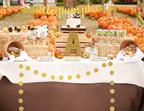 Gold Glittery Little Pumpkin Banner for Pumpkin Baby Shower Party Decorations, Thanksgiving Fall Theme Baby Shower Kid’s Birthday Party Decorations