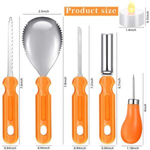 15 Pieces Halloween Pumpkin Carving Tool Kit, 5 Pieces Pumpkin Cutting Supplies Tools with 10 Pieces Pumpkin LED Candles for Halloween Decorations