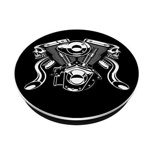 Skull V-twin Motorbike Engine PopSockets Grip and Stand for Phones and Tablets