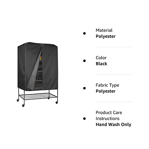 Explore Land Pet Cage Cover with Removable Top Panel - Good Night Cover for Bird Critter Cat Cage to Small Animal Privacy & Comfort (Large, Black)