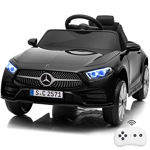 LITTLE BROWN BOX Kids Ride on Car 12V Licensed Mercedes Benz CLS Electric Car for Kids with Parent Remote Control, Adjustable Speed,Safety Belt,Music&Lights, Ride on Toys for Toddler 1-3 Years(Black)