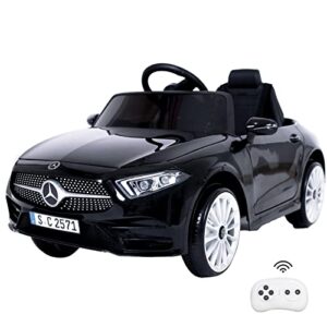 LITTLE BROWN BOX Kids Ride on Car 12V Licensed Mercedes Benz CLS Electric Car for Kids with Parent Remote Control, Adjustable Speed,Safety Belt,Music&Lights, Ride on Toys for Toddler 1-3 Years(Black)