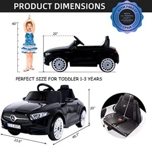 LITTLE BROWN BOX Kids Ride on Car 12V Licensed Mercedes Benz CLS Electric Car for Kids with Parent Remote Control, Adjustable Speed,Safety Belt,Music&Lights, Ride on Toys for Toddler 1-3 Years(Black)