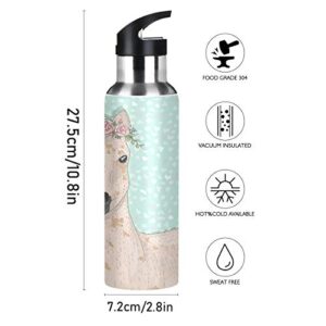 Flower Horse Water Bottle Stainless Steel Vacuum Insulated Water Bottle Standard Mouth Bottle with Wide Handle