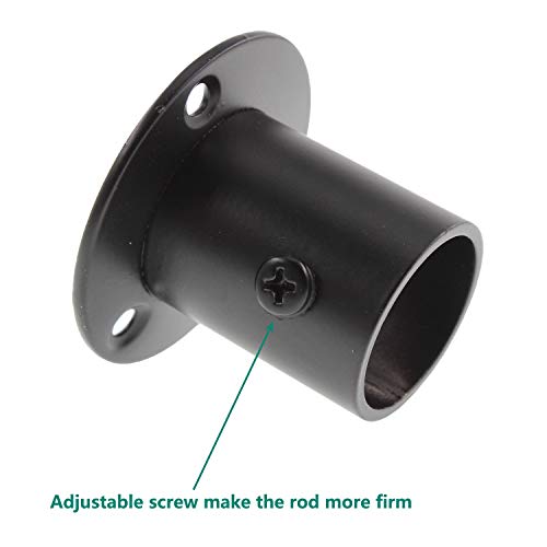 Shower Curtain Rod Holder,ULIFESTAR Closet Rod Brackets Heavy Duty Stainless Steel Pipe Pole Flange Socket Wardrobe Bracket End Supports,Easy Installation Quick Removal Black (Diameter 19mm/0.75‘’)