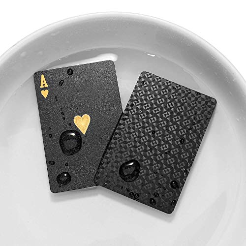 EAY Deck of Cards Waterproof Black Playing Cards Poker Cards Plastic Playing Cards Gilding Black Playing Cards Black Gilding Waterproof Playing Cards