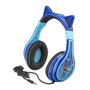 pj masks catboy kids headphones, adjustable headband, stereo sound, 3.5mm jack, wired headphones for kids, tangle-free, volume control, childrens headphones over ear for school home, travel