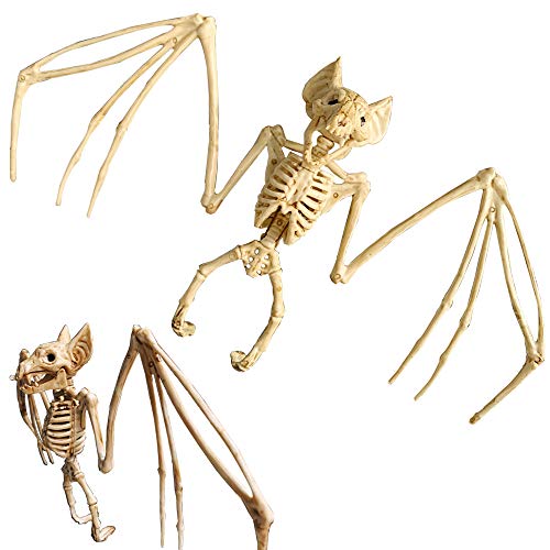 Halloween Animal Skeleton Decration Horrible Bat Skeleton Simulation Bat Model Vivid Bat Bone Yard Decorations w Hangable Feet and Movable Jaws