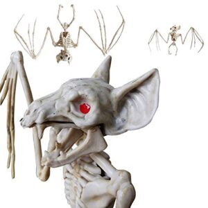 Halloween Animal Skeleton Decration Horrible Bat Skeleton Simulation Bat Model Vivid Bat Bone Yard Decorations w Hangable Feet and Movable Jaws