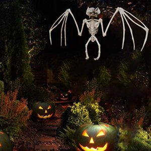 Halloween Animal Skeleton Decration Horrible Bat Skeleton Simulation Bat Model Vivid Bat Bone Yard Decorations w Hangable Feet and Movable Jaws