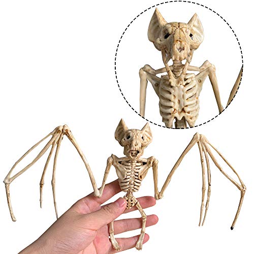 Halloween Animal Skeleton Decration Horrible Bat Skeleton Simulation Bat Model Vivid Bat Bone Yard Decorations w Hangable Feet and Movable Jaws