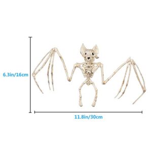 Halloween Animal Skeleton Decration Horrible Bat Skeleton Simulation Bat Model Vivid Bat Bone Yard Decorations w Hangable Feet and Movable Jaws