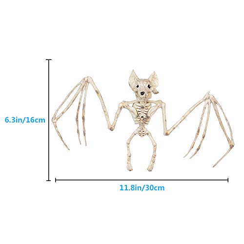 Halloween Animal Skeleton Decration Horrible Bat Skeleton Simulation Bat Model Vivid Bat Bone Yard Decorations w Hangable Feet and Movable Jaws