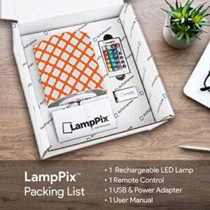 5x7 Inch LED Desk Lamp - Light Orange Clover Custom Canvas Printed Table Light 16 Colors - 5 Level Dimmer - 4 Lighting Effects - Rechargeable Light - Remote Control. by LampPix Made in The USA.