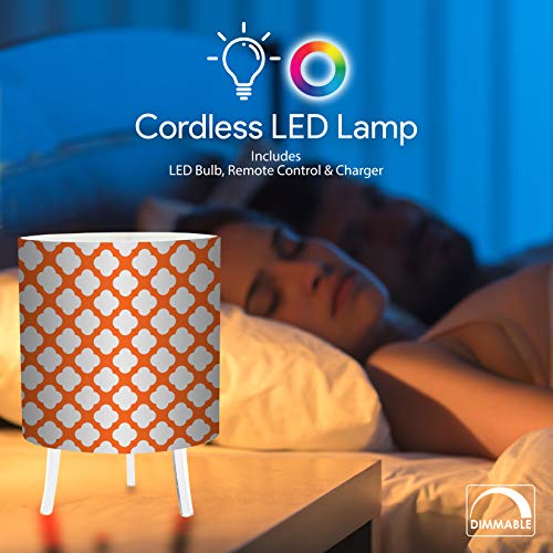 5x7 Inch LED Desk Lamp - Light Orange Clover Custom Canvas Printed Table Light 16 Colors - 5 Level Dimmer - 4 Lighting Effects - Rechargeable Light - Remote Control. by LampPix Made in The USA.