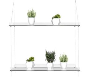 kunzite hanging shelves transparent wall floating shelves organizer displays storage rack home decor for windows or living room bedroom bathroom kitchen (2 shelves, 20"x6"x34")