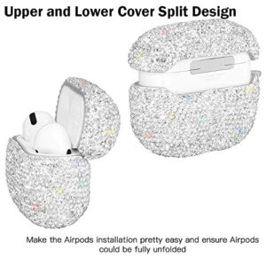 Bling Rhinestones Cover for AirPods Pro Case,Cute Bling Crystal Rhinestone AirPod Pro Protective Case Cover Shockproof with Keychain for 2019 AirPods Pro Charging Case (Silver)