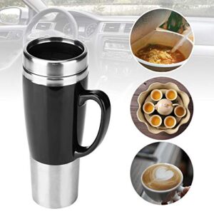 Car Electric Kettle, Car Electric Stainless Steel Heating Cup Coffee Tea Drinking Cup Mug Black for Winter Travel (12V)