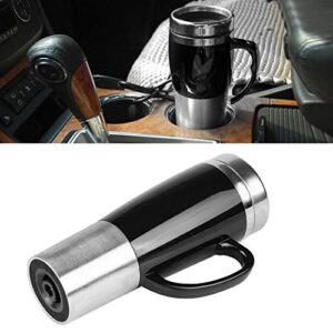 Car Electric Kettle, Car Electric Stainless Steel Heating Cup Coffee Tea Drinking Cup Mug Black for Winter Travel (12V)