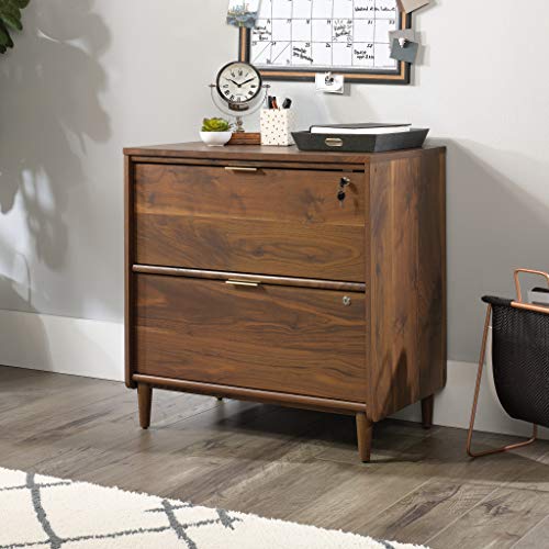 Sauder Clifford Place Lateral File, Grand Walnut Finish & Clifford Place Library Hutch, Grand Walnut Finish