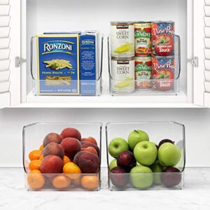 Sorbus Open Plastic Storage Bins Clear Pantry Organizer Box Bin Containers for Organizing Kitchen Fridge, Food, Snack Pantry Cabinet, Fruit, Vegetables, Bathroom Supplies (4-Pack)