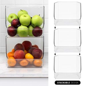 Sorbus Open Plastic Storage Bins Clear Pantry Organizer Box Bin Containers for Organizing Kitchen Fridge, Food, Snack Pantry Cabinet, Fruit, Vegetables, Bathroom Supplies (4-Pack)