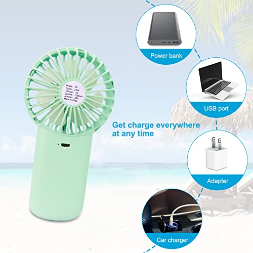 Aluan Handheld Fan 2 pack Mini Powerful Small Fan for Kids Women Men Indoor Outdoor Travel Cooling with Lanyard, Green+Blue