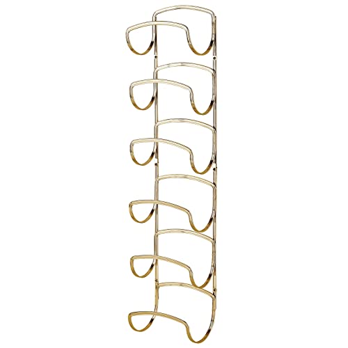 mDesign Steel Towel Holder for Bathroom Wall - Wall Mounted Organizer for Rolled Towels and Bath Robes - Six Level Wall Mount Towel Storage Rack - Bathroom Towel Organizer, Hyde Collection, Soft Brass