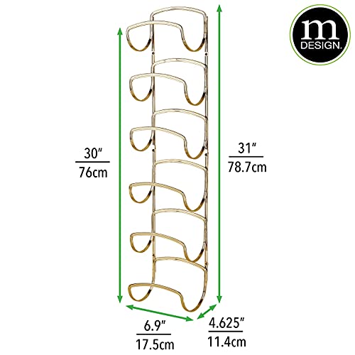 mDesign Steel Towel Holder for Bathroom Wall - Wall Mounted Organizer for Rolled Towels and Bath Robes - Six Level Wall Mount Towel Storage Rack - Bathroom Towel Organizer, Hyde Collection, Soft Brass