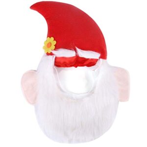 nuobesty santa gnome pet costume gnome hat christmas dog headgear pet birthday outfit xmas halloween accessories for puppy kitten cat (red)