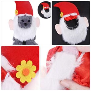 NUOBESTY Santa Gnome Pet Costume Gnome Hat Christmas Dog Headgear Pet Birthday Outfit Xmas Halloween Accessories for Puppy Kitten Cat (Red)