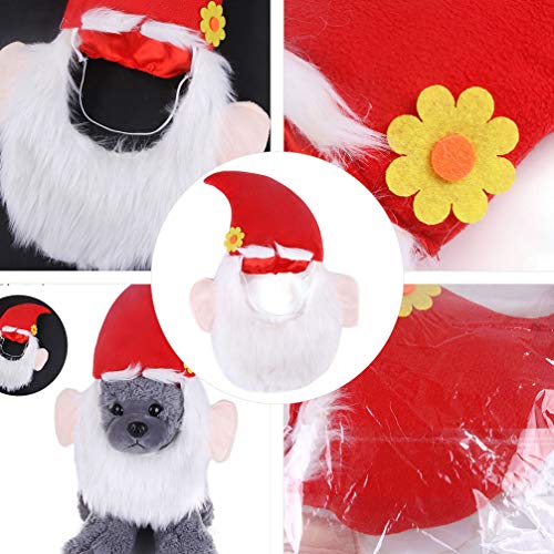 NUOBESTY Santa Gnome Pet Costume Gnome Hat Christmas Dog Headgear Pet Birthday Outfit Xmas Halloween Accessories for Puppy Kitten Cat (Red)