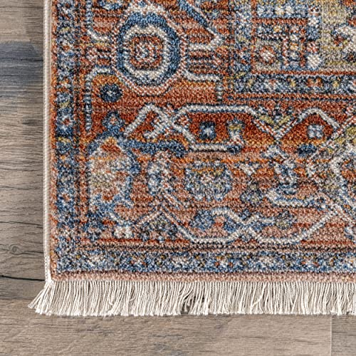 nuLOOM Harriet Vintage Medallion Fringe Runner Rug, 2' 6" x 6', Rust