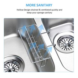 GEEKERA Sponge Holder for Kitchen Sink, 3-in-1 Sink Caddy, Brush, Dish Towel, Sponge Sink Organizer Liquid Drainer Rack - SUS304 Stainless Steel