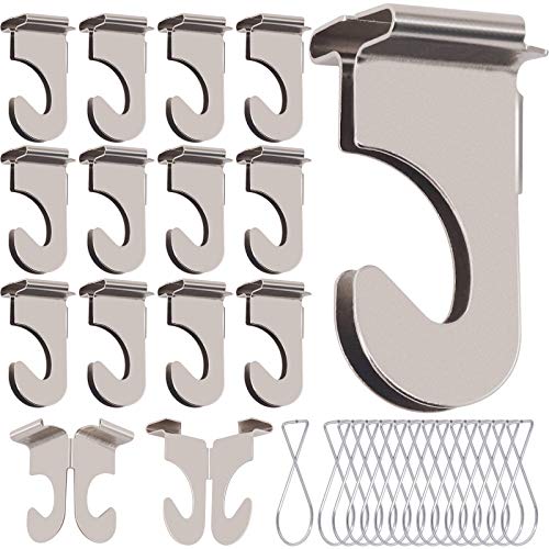 Hilitchi 30Pcs Heavy Duty Ceiling Hook Clips and Metal T-Bar Track Clip Suspended Ceiling Hooks Grid Clips for Home Hanging Plants Decorations and Classrooms & Offices, Holds up to 10 lbs