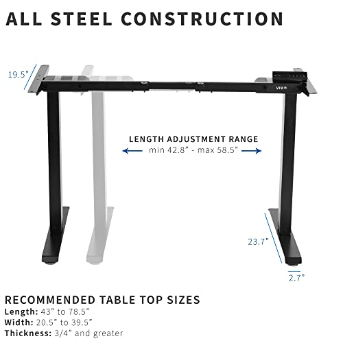 VIVO Electric Dual Motor Standing Desk Frame for 43 to 79 inch Table Tops, Frame Only, Ergonomic Standing Height Adjustable Base with Push Button Memory Controller, Black, DESK-V122EB