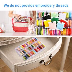 Caydo 2 Pieces Plastic Embroidery Floss Organizer, 24 Grids Cross Stitch Thread Box with 150 Hard Floss Bobbins 552 Floss Number Stickers and 165 Blank Stickers