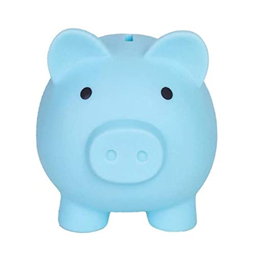 Cute Piggy Bank, Coin Bank for Boys and Girls, Children's Plastic Shatterproof Money Bank，Children's Toy Gift Savings Jar(Blue)