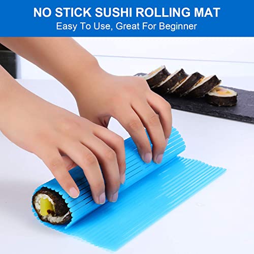 3 Pieces Kitchen Sushi Rolling Mat Non Stick Sushi Making Kit Japanese Plastic Sushi Rolling Maker Homemade for Home Kitchen DIY Sushi Plate Mat